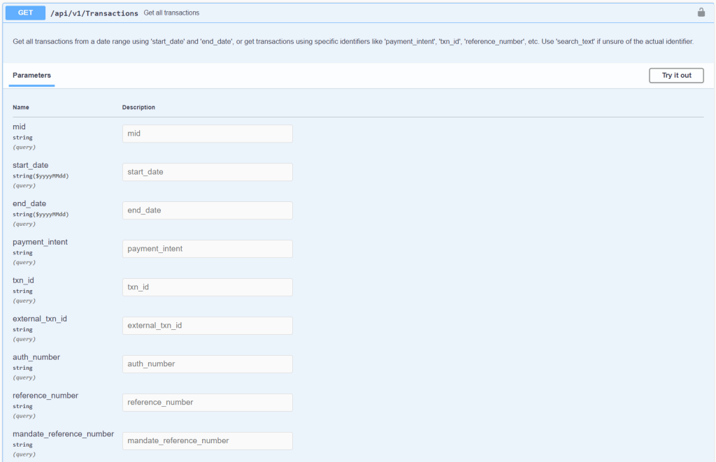 Transactions API Endpoint